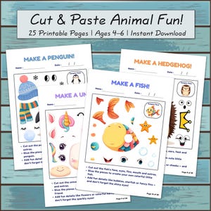 Cut & Paste Animal Craft Printables | Preschool Activities | 25 PDF ...