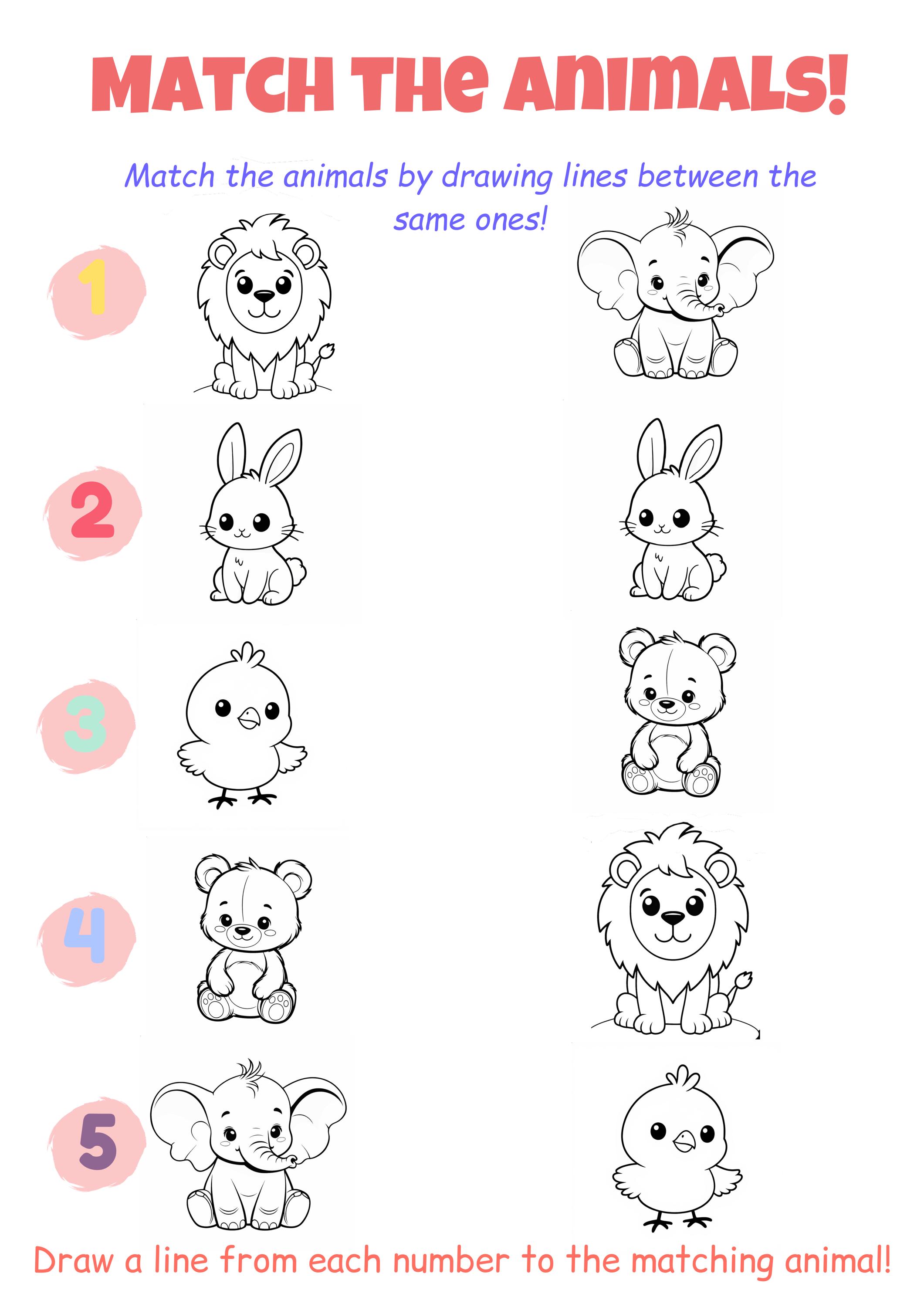 Cut and Paste Preschool Worksheets – Animal Matching, Coloring Pages ...