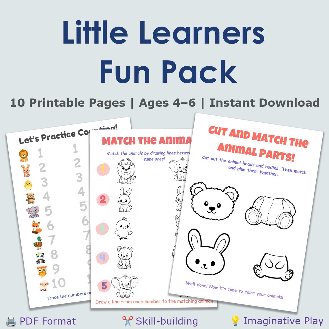 Cut and Paste Preschool Worksheets – Animal Matching, Coloring Pages ...