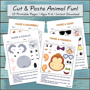 Cut & Paste Animal Craft Printables | Preschool Activities | 25 PDF ...