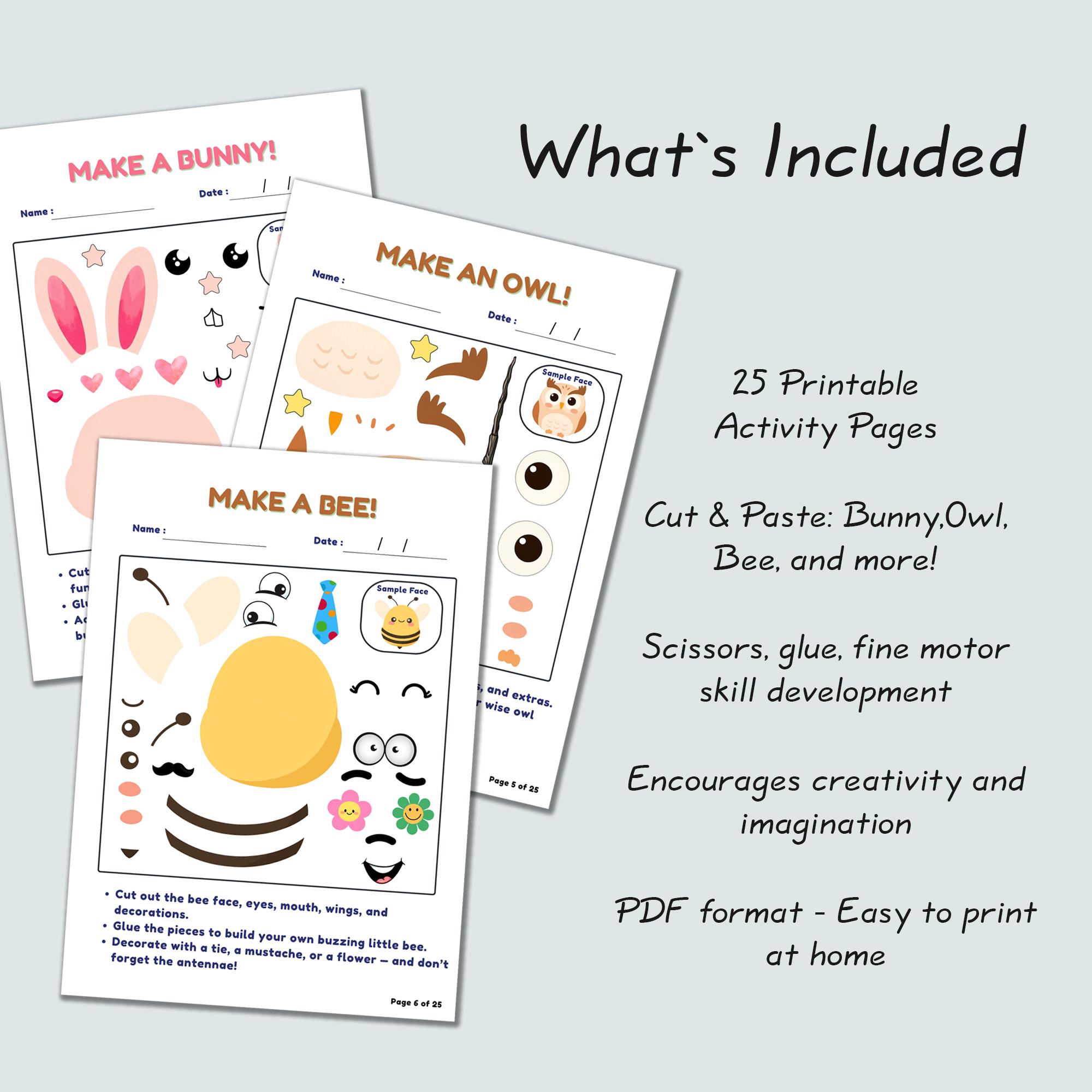Cut & Paste Animal Craft Printables | Preschool Activities | 25 PDF ...