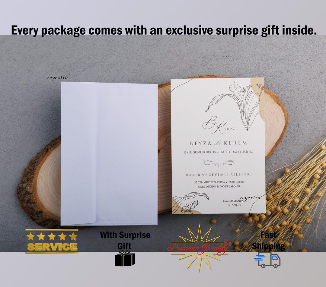 Handcrafted Custom Wedding Invitation, Elegant Personalized Design and ...