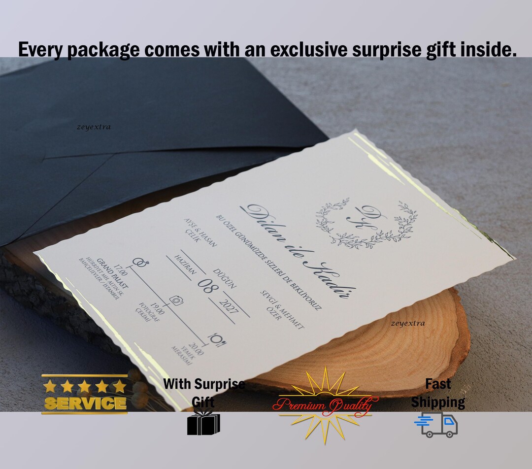 Custom Wedding Invitation, Elegant Nikkah, Includes Gift and Tax-free ...