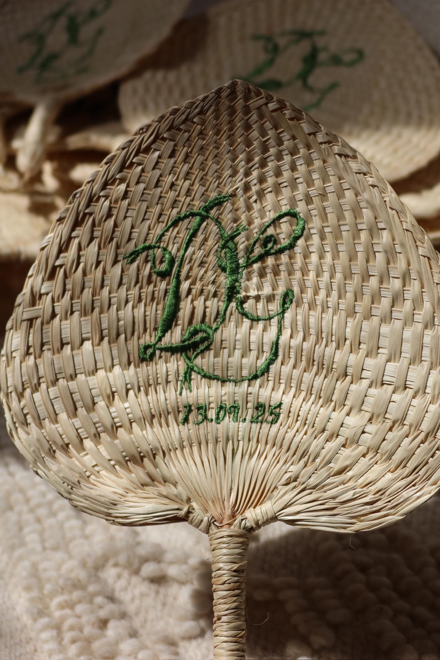 Personalized Emrboidered Calma Hand Fans – Bulk Wedding Favors & Event ...