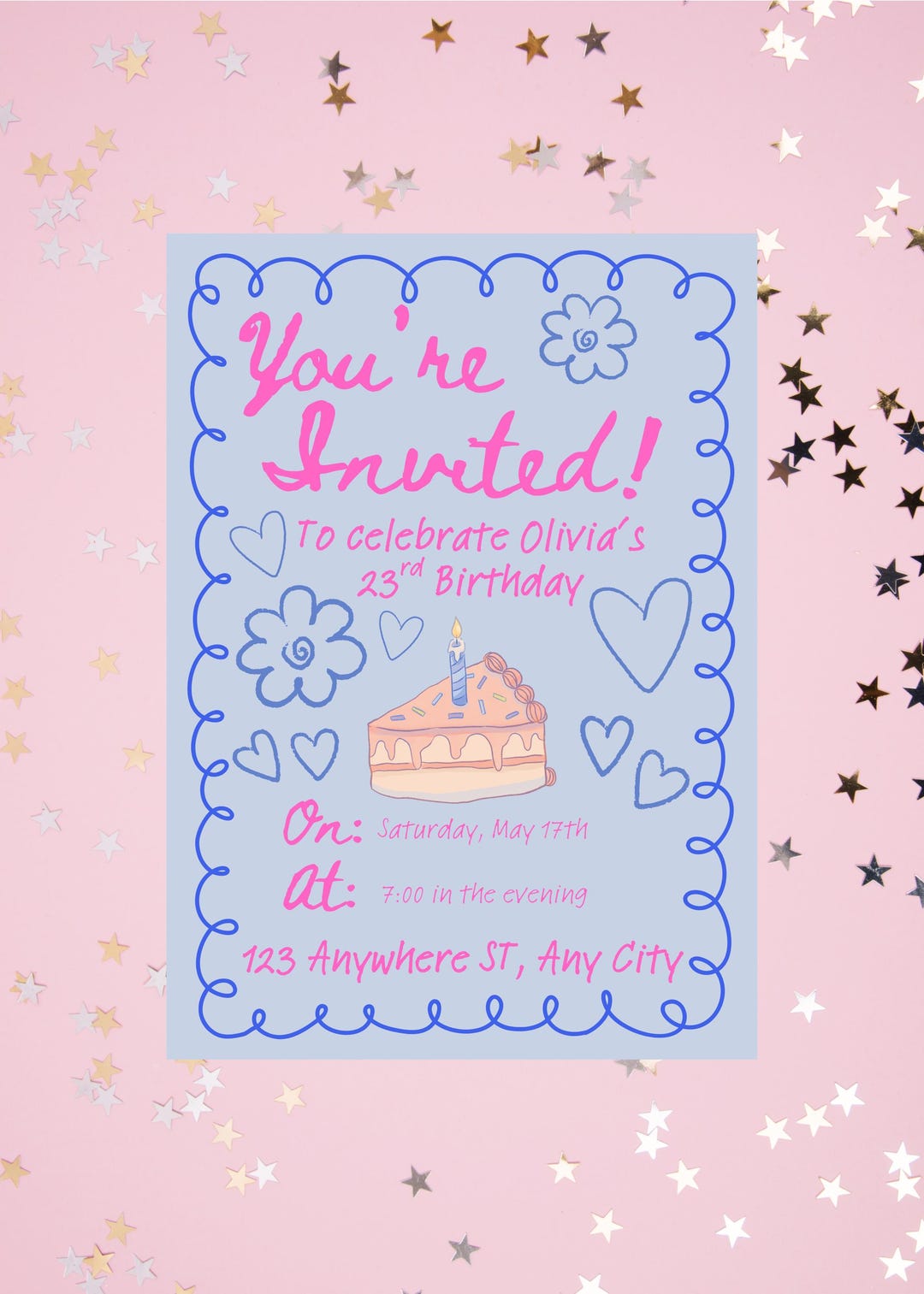 Editable Birthday Invitation - Doodle Abstract Invite Template ...
