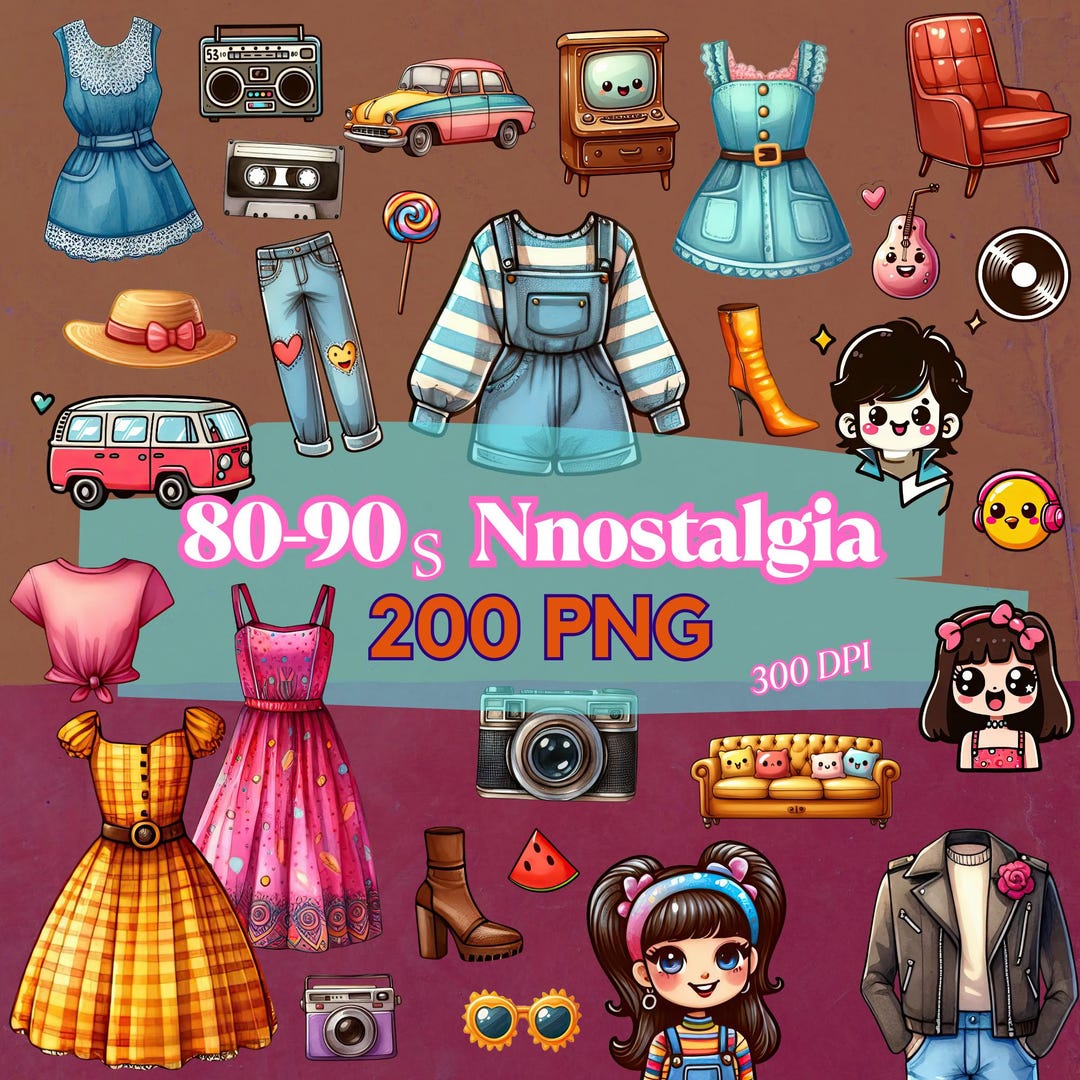 90S Nostalgia Clip Art Pack /200 Png/300dpi/3000pixel - Etsy