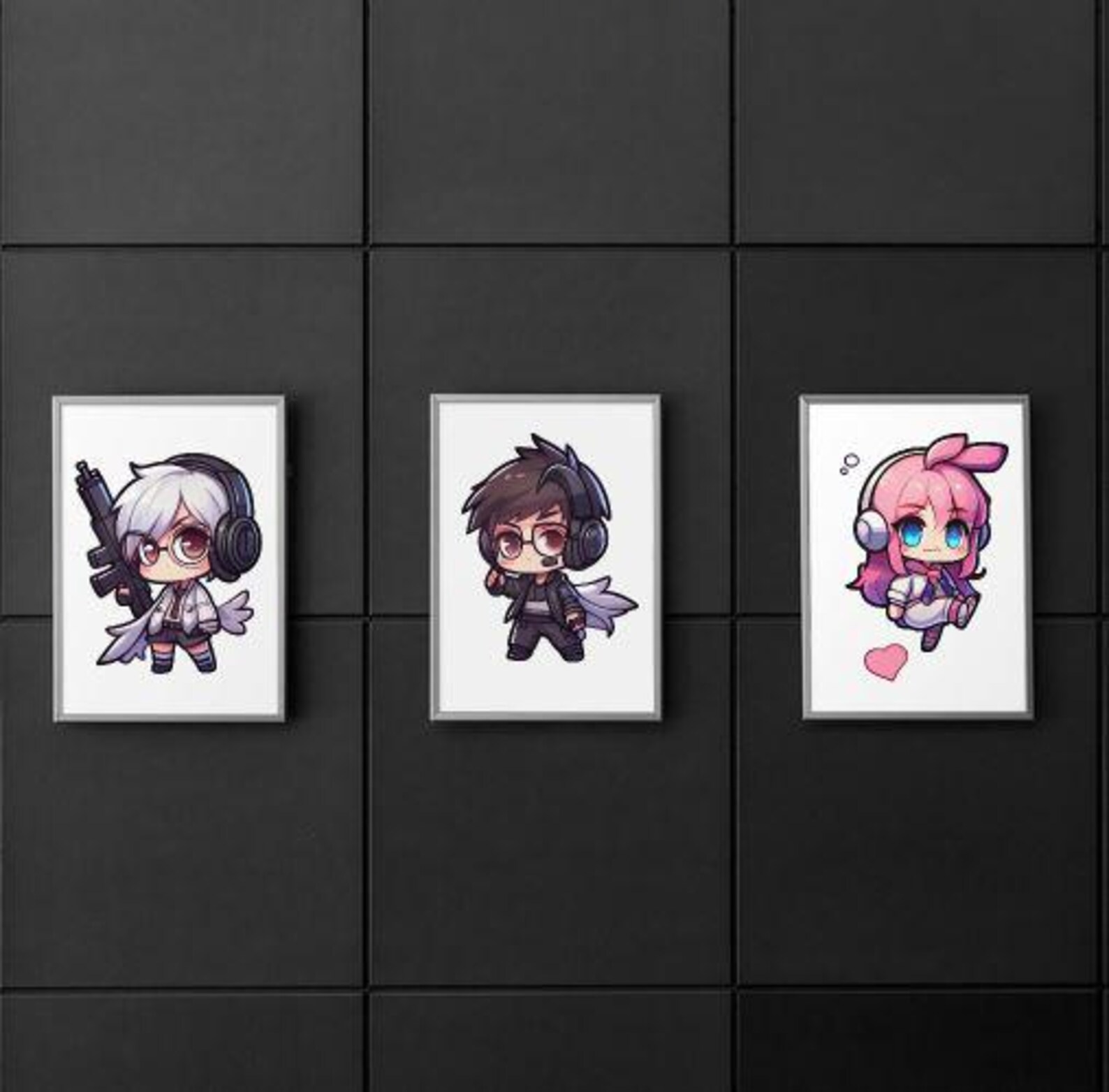 Gamer Chibi Characters Clip Art: Kawaii PNG Graphics (digital Download ...