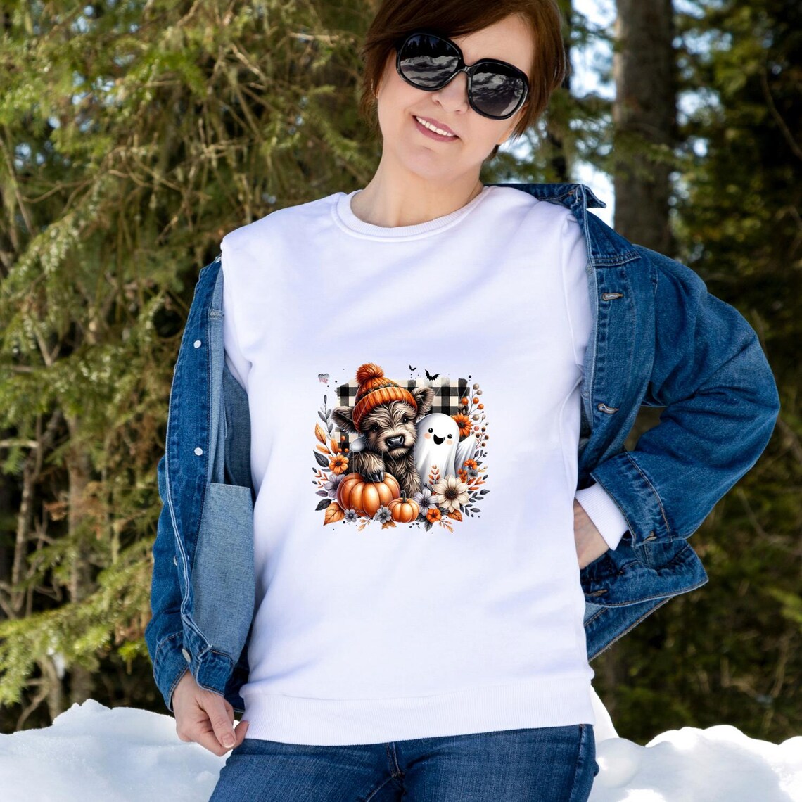 Highland Cow Ghost PNG: Spooky Season Sublimation Design (digital ...