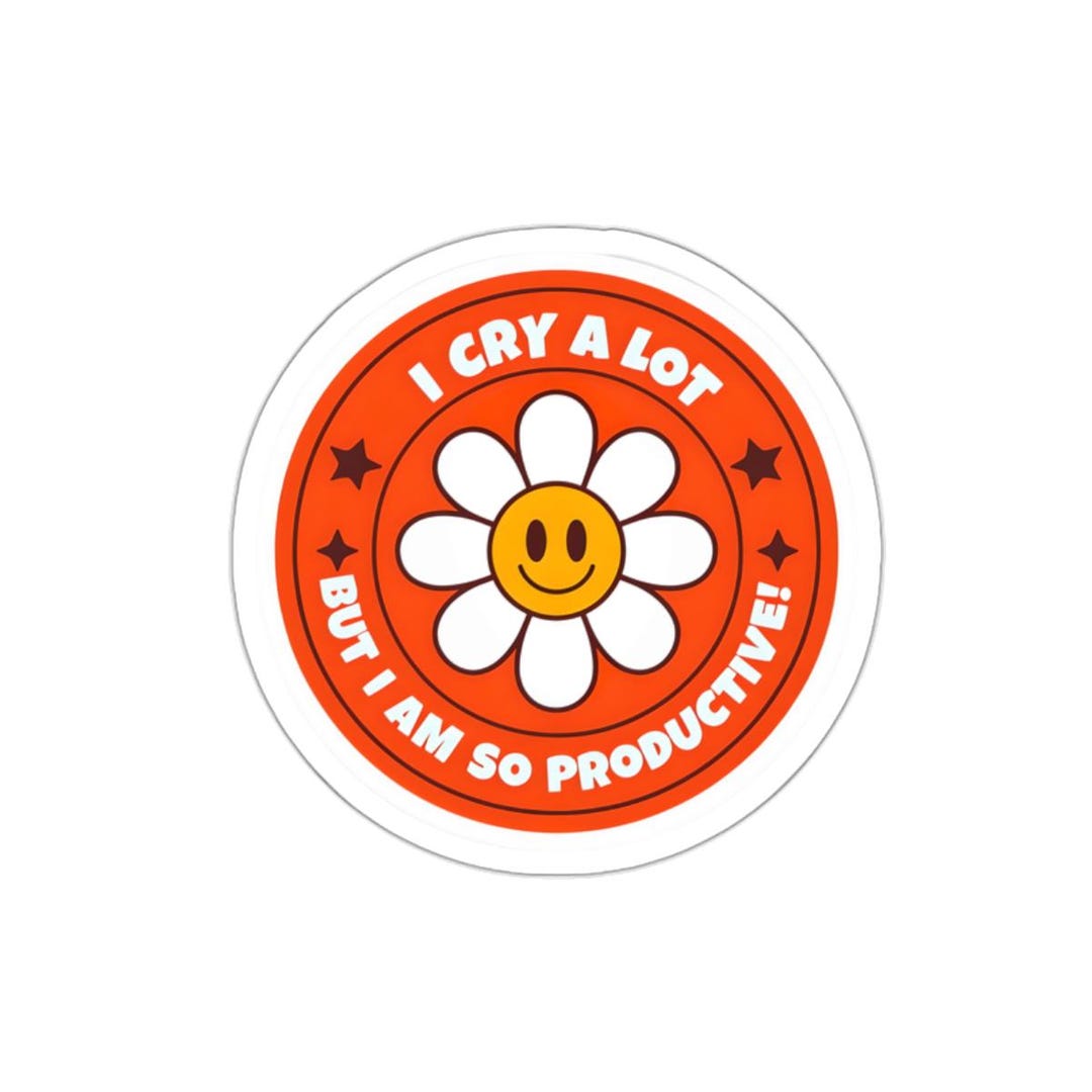 Productivity Smiley Face Die-cut Stickers, Funny Cry Alot Sticker ...