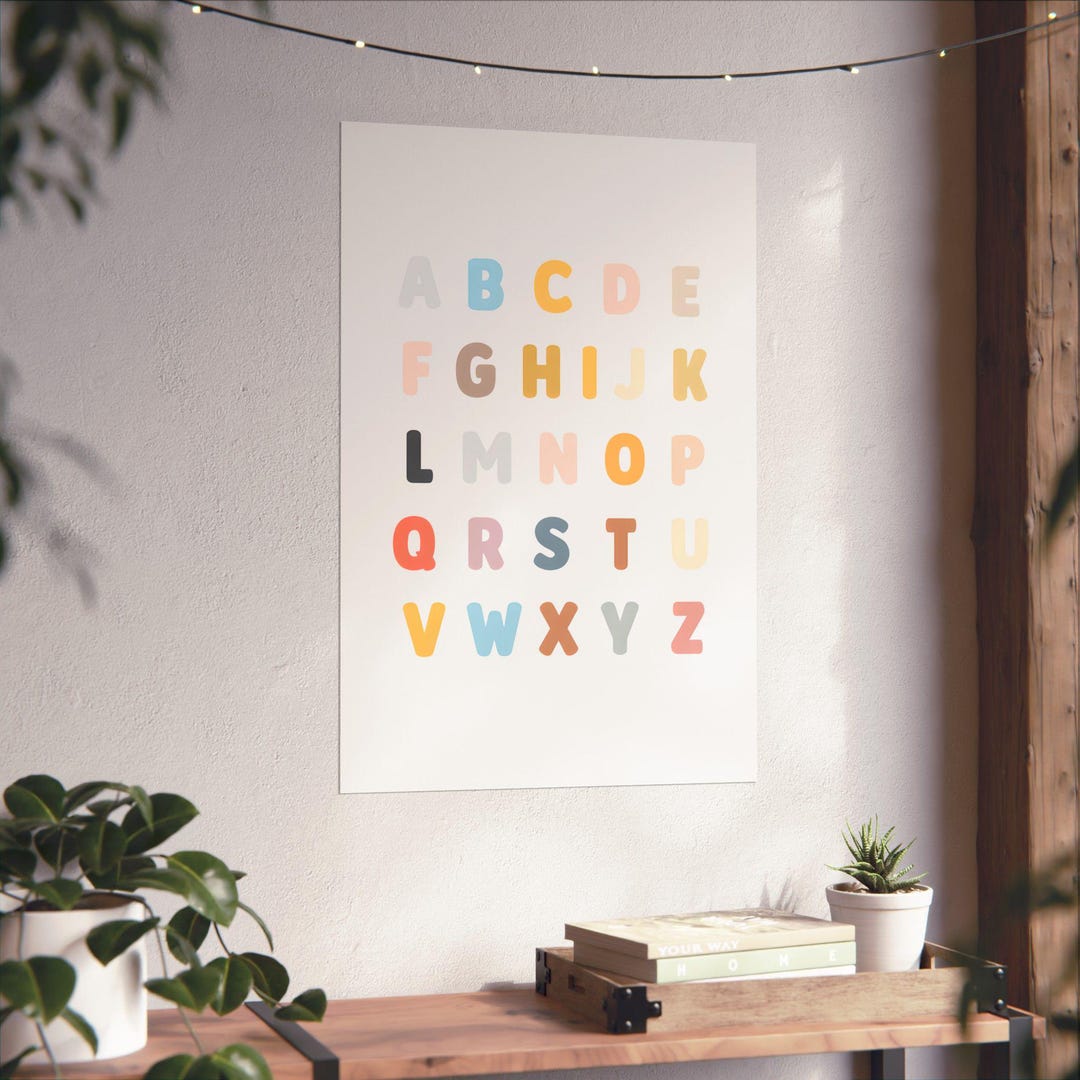 Colorful Alphabet Art Print for Kids' Rooms, Nursery Decor, Learning ...