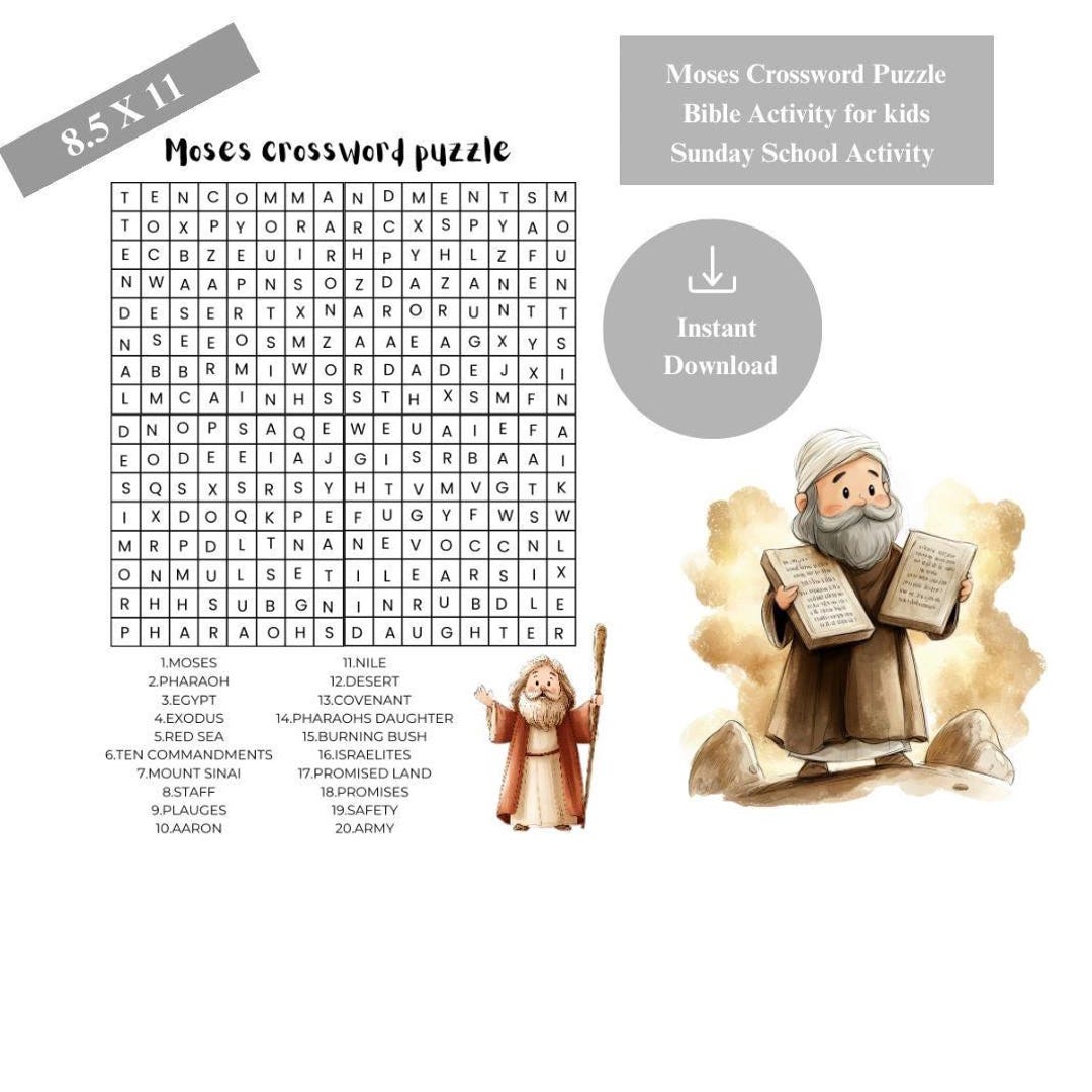 Moses Bible Crossword - Faith-based Learning Activity - Printable for ...
