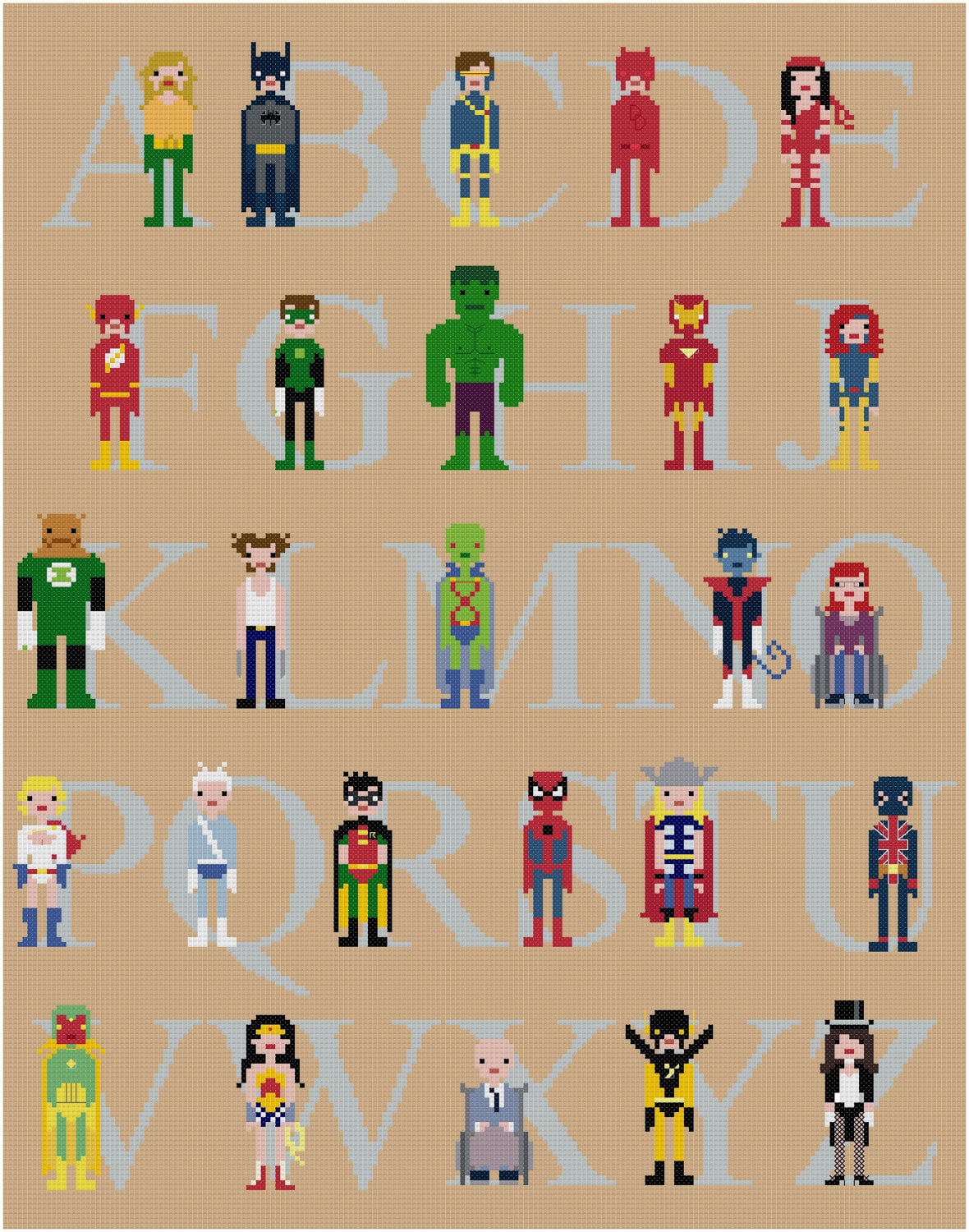 Superhero Alphabet Sampler The Original Pixel People PDF | Etsy