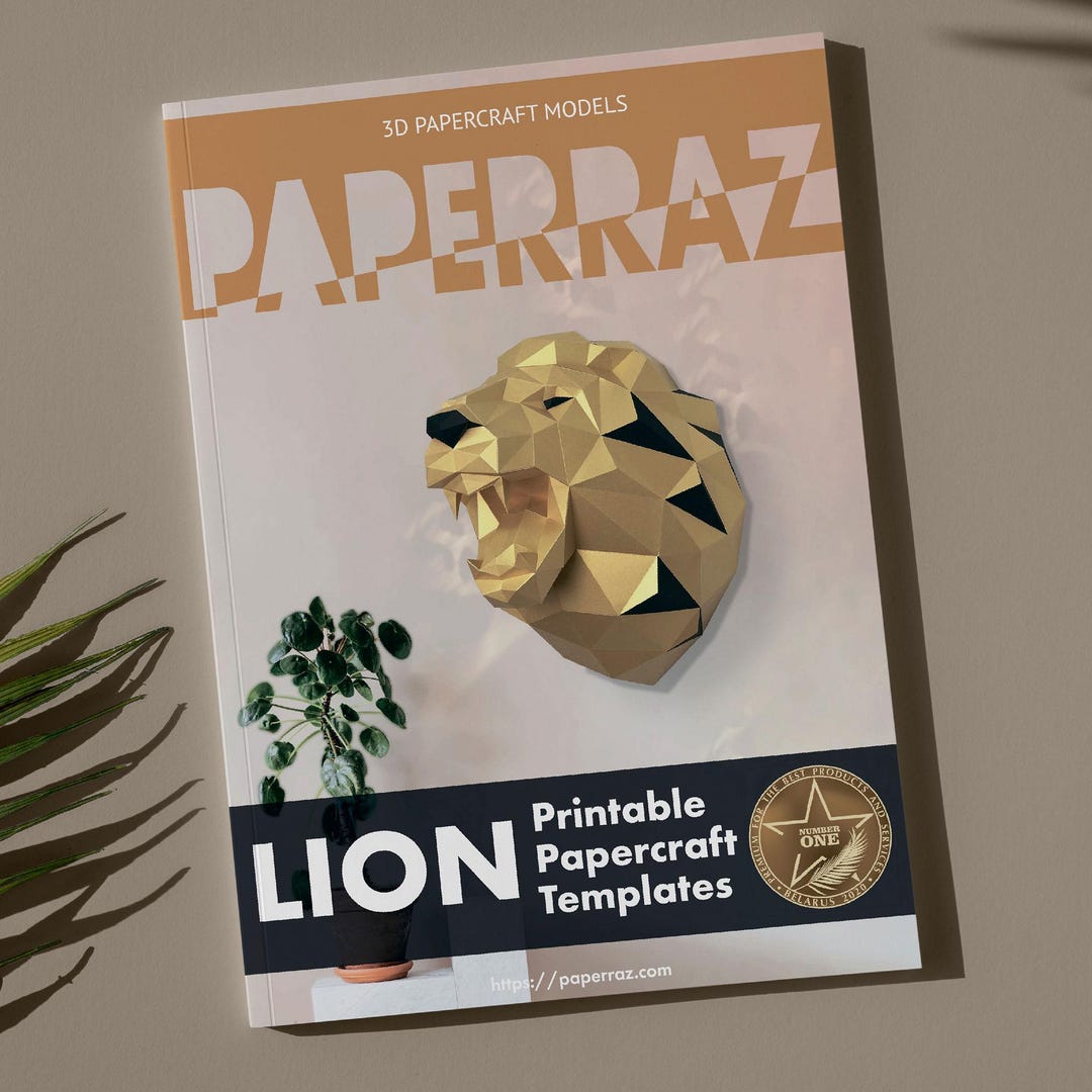 PAPERRAZ LION Papercraft Pdf Printable Template | Lion 3D Paper ...