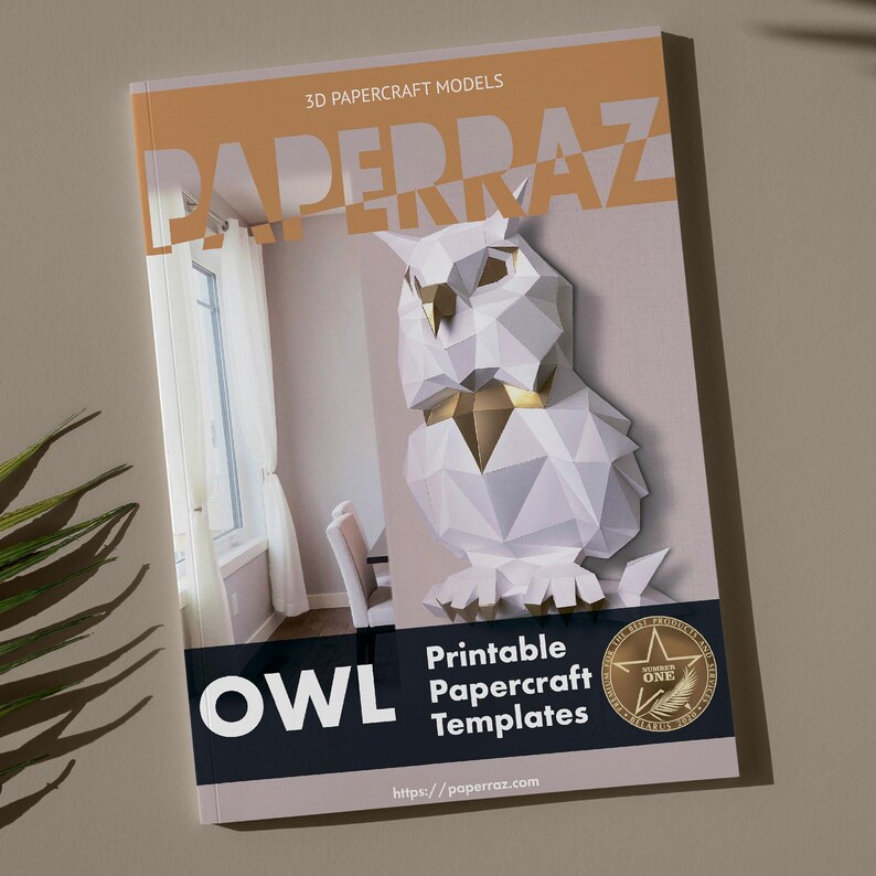 OWL Papercraft Pdf Printable Template, Owl Trophy Low Poly, DIY Wall ...