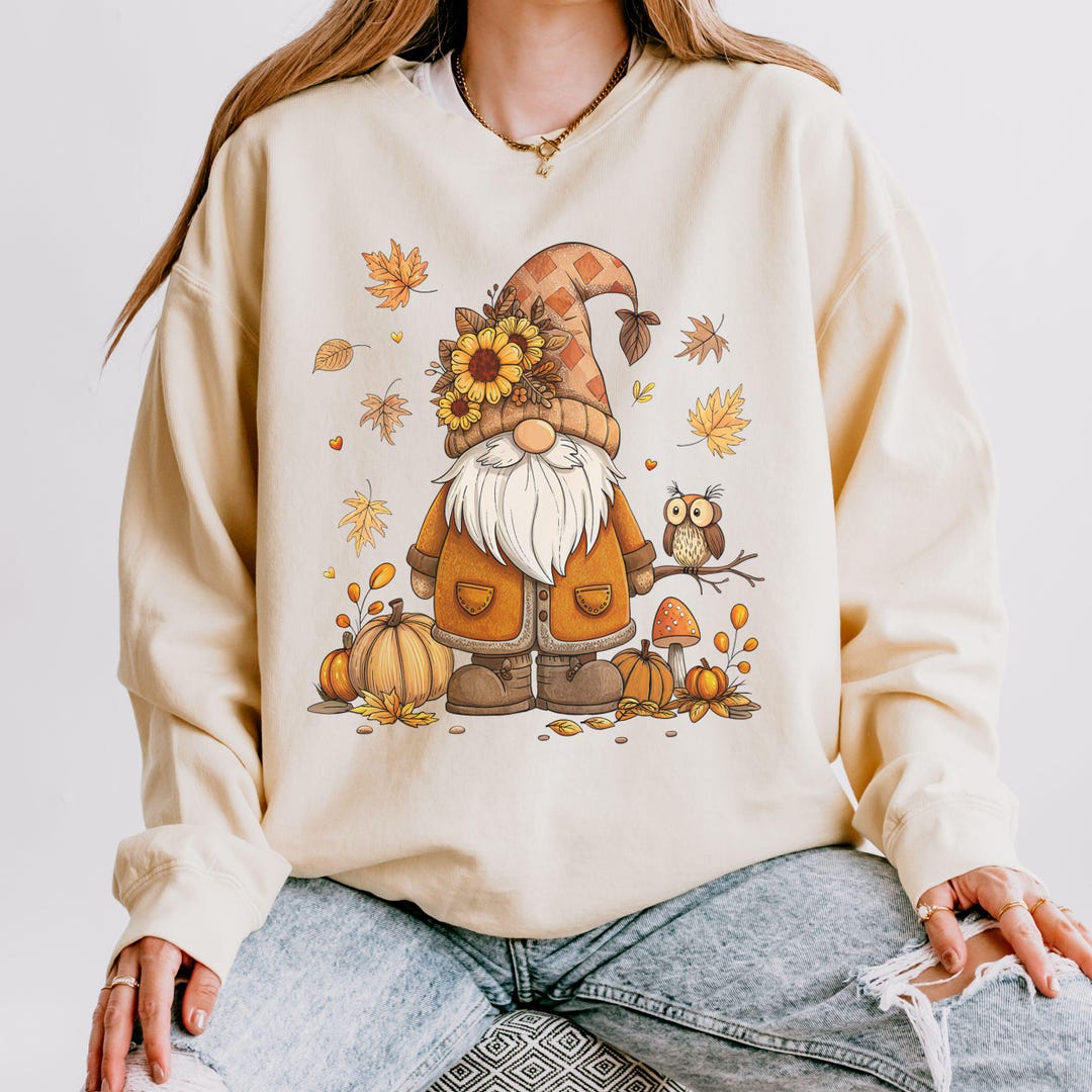 Gnome Fall Sweatshirt, Comfort Colors Fall Vibes Sweatshirt ...
