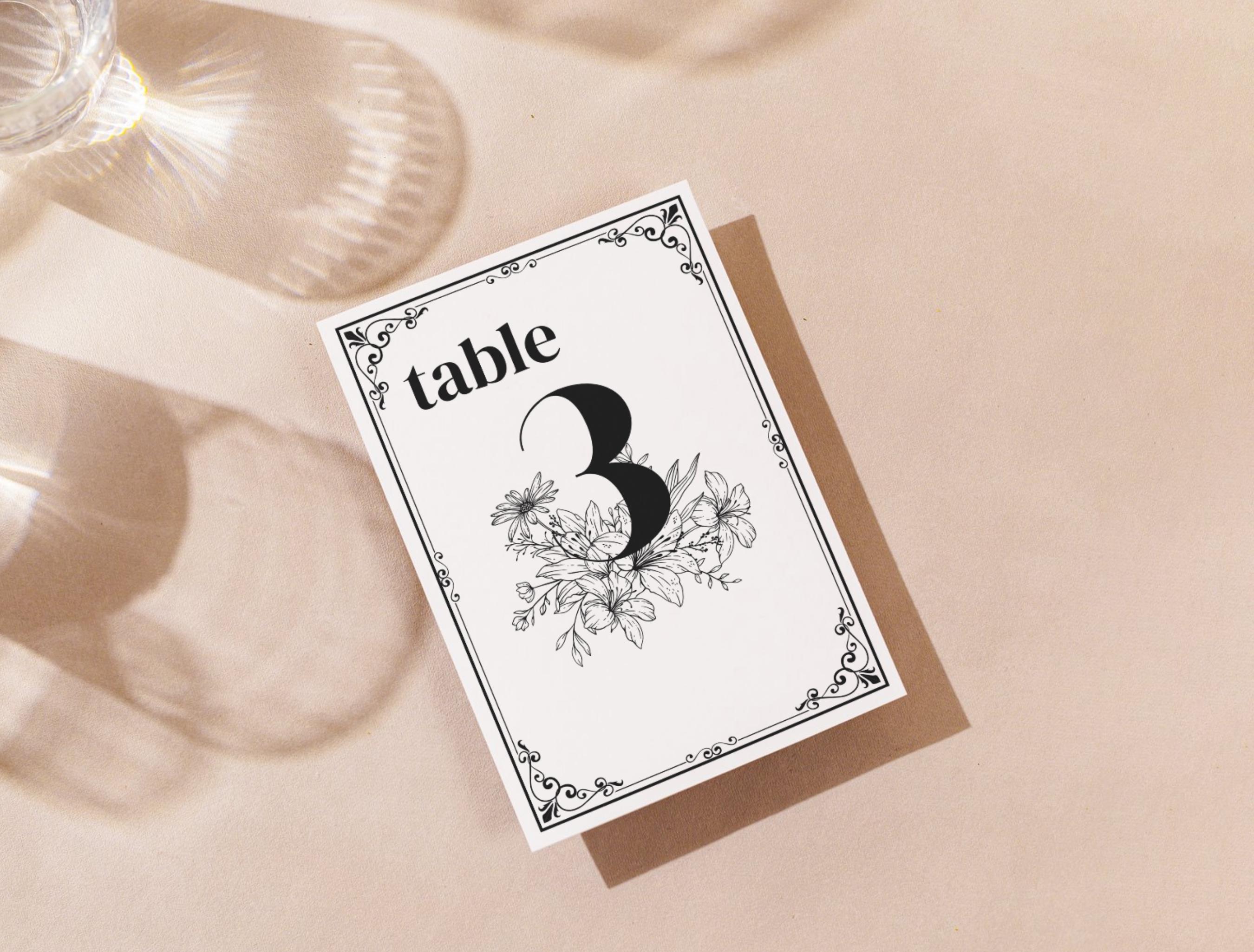 Printable Wedding Table Numbers- Instant Download- Table Decor-elegant ...