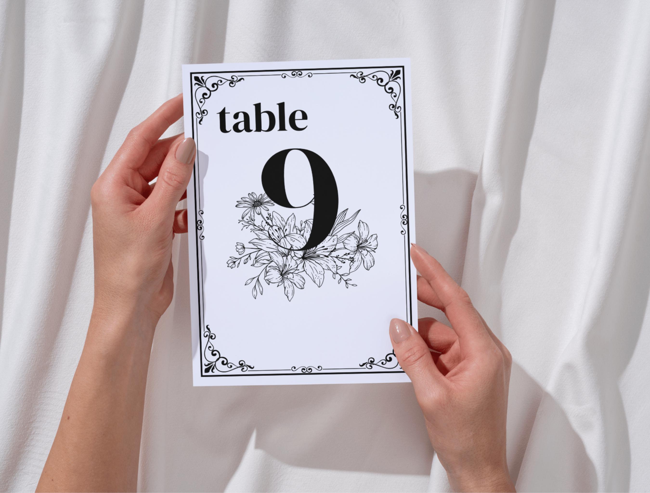 Printable Wedding Table Numbers- Instant Download- Table Decor-elegant ...