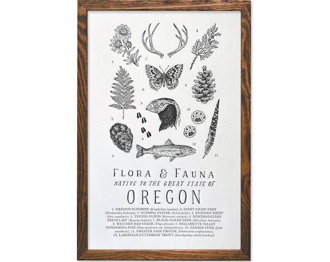 Oregon Wildlife Field Guide Print OR Outdoors Flora Fauna Wall Art - Etsy