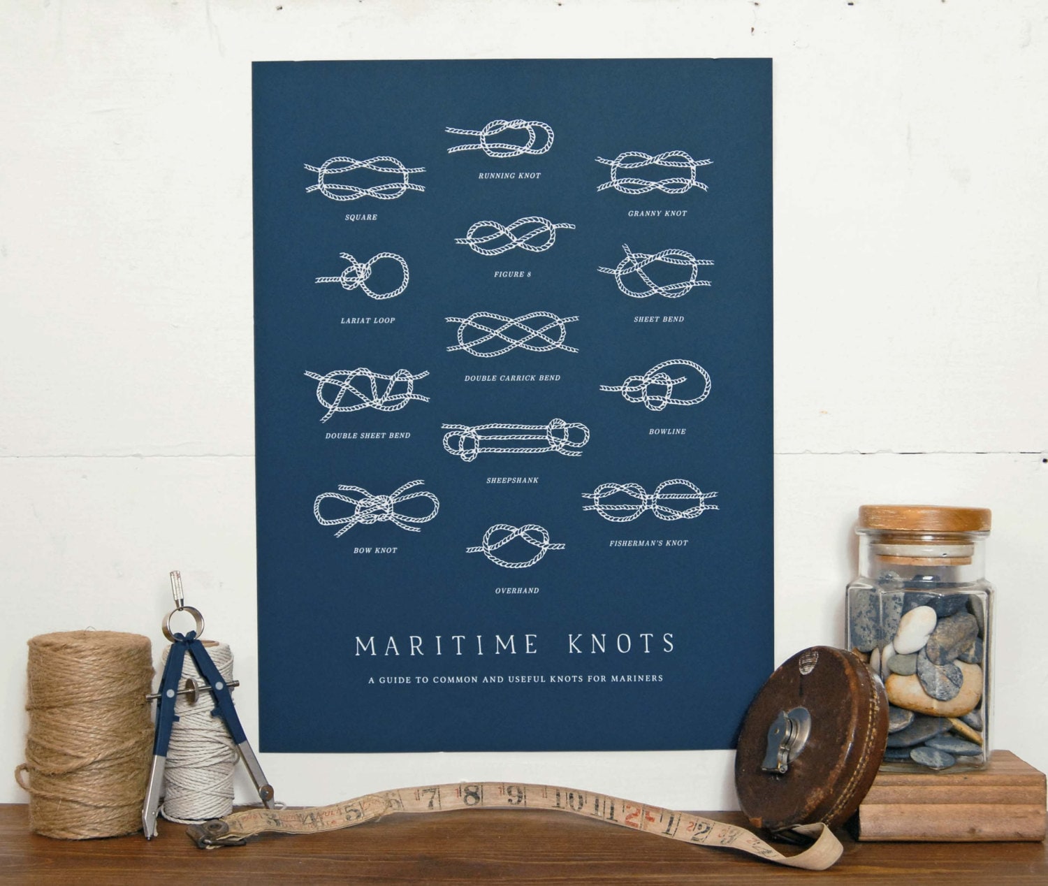 Nautical Knots Chart 11x14 - Navy - Etsy