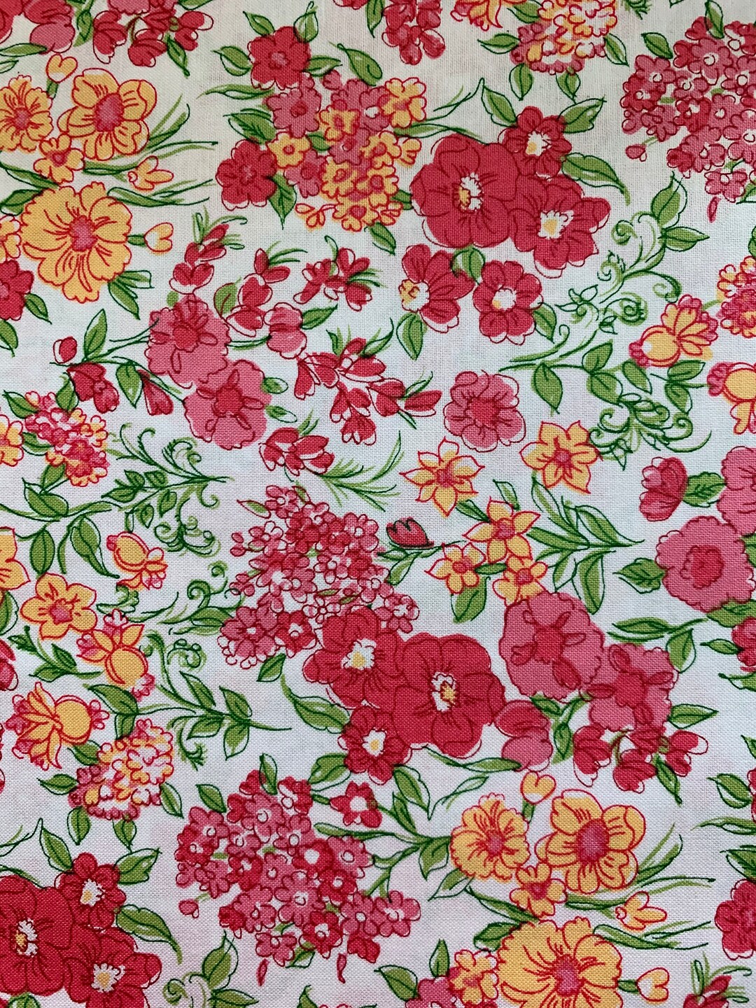 Quilting Fabric OOP Rare Fabric FQ HY Portobello Road Retro Pink Green ...