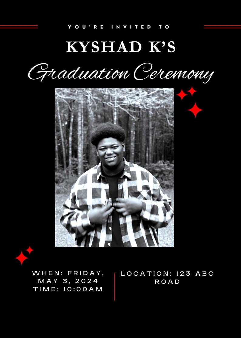 Red and Black Graduation Invitation - Etsy