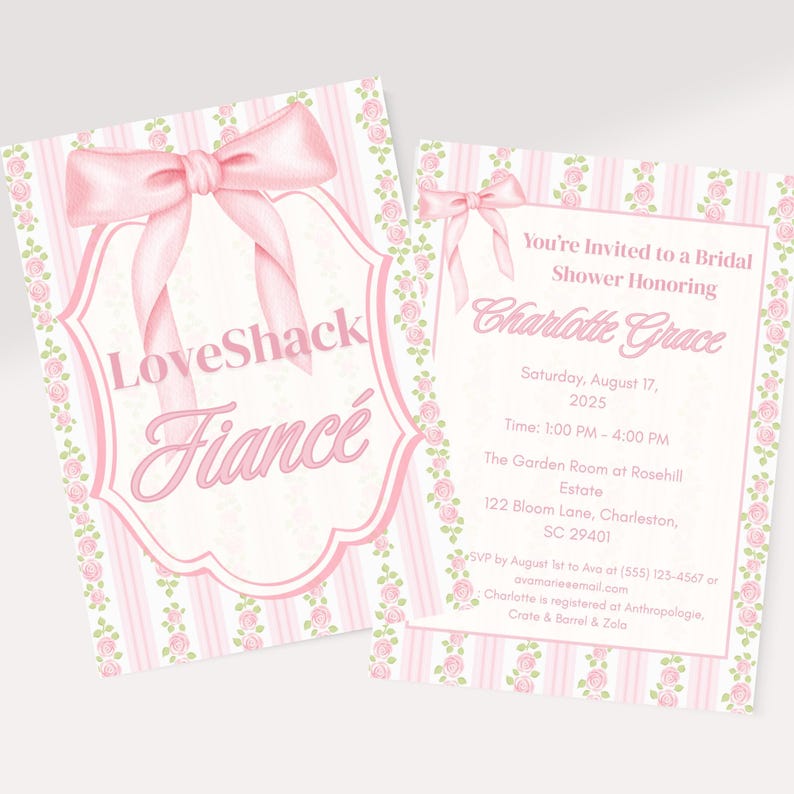Loveshack Fancy Bridal Shower Invitation | Editable CANVA PRO ONLY ...