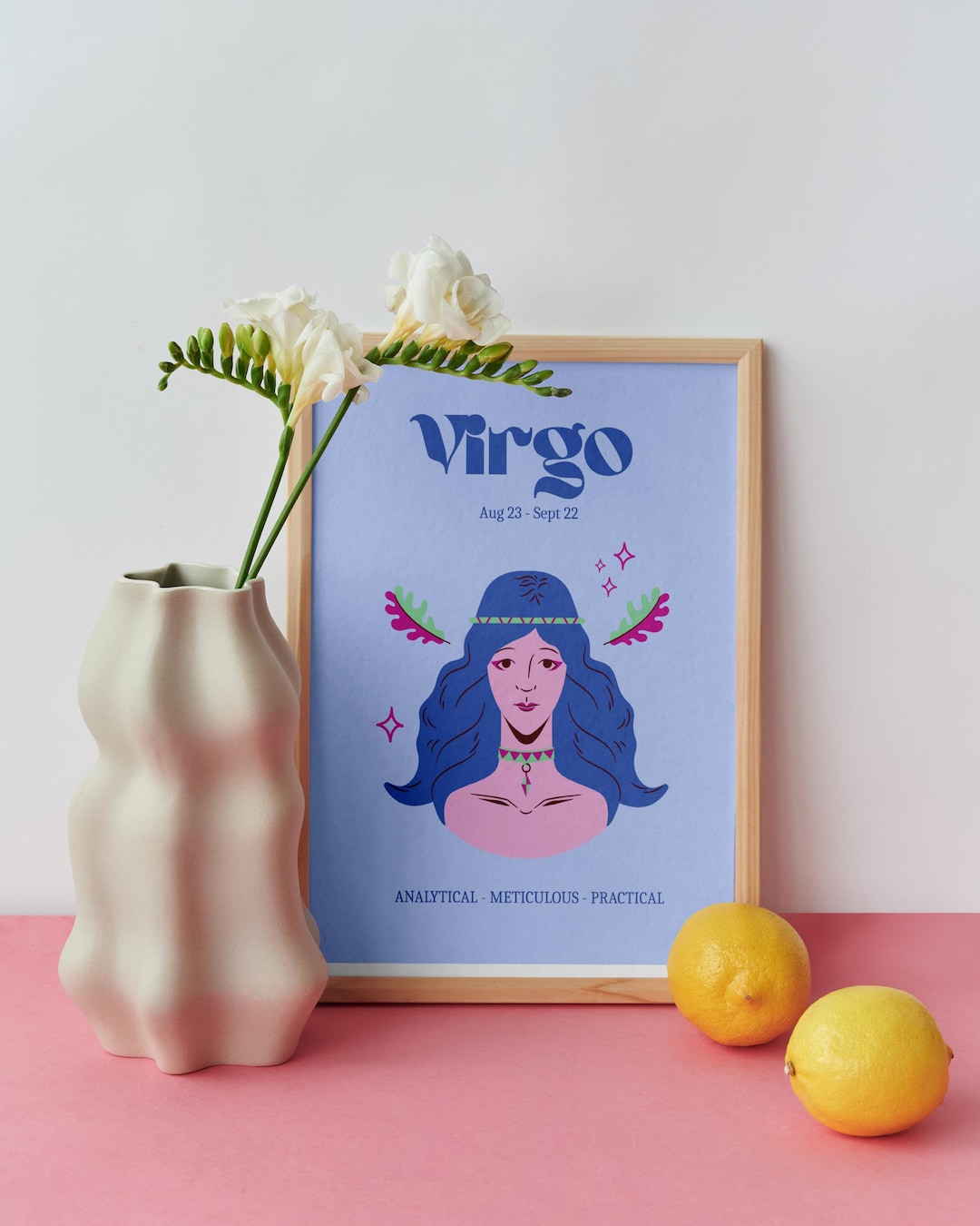 Virgo Zodiac Wall Art Printable | Astrology Digital Download | Pastel ...
