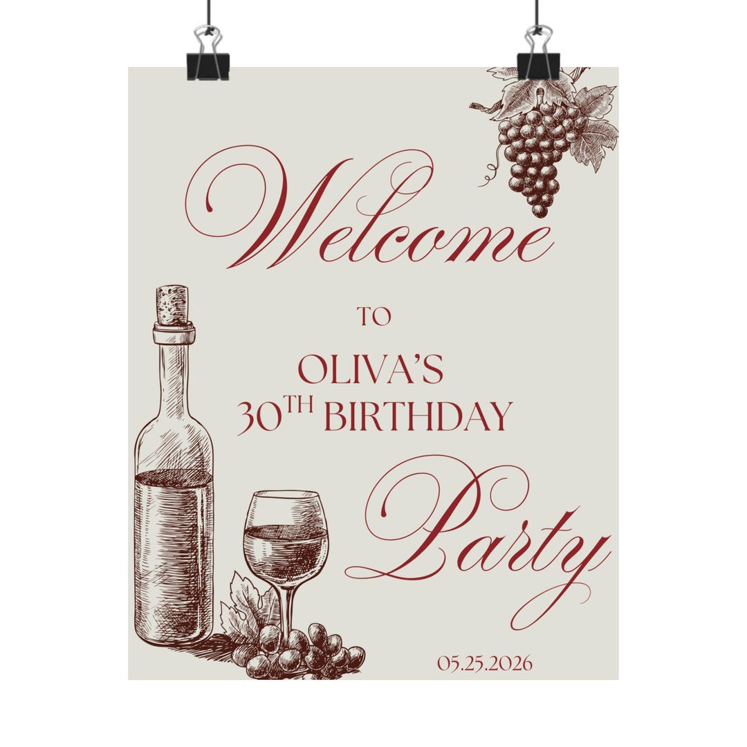 Aged to Perfection Wine Birthday Welcome Sign | Editable Vintage Party ...