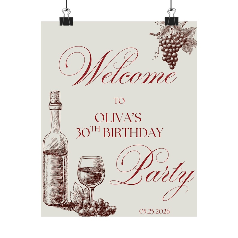 Aged to Perfection Wine Birthday Welcome Sign | Editable Vintage Party ...