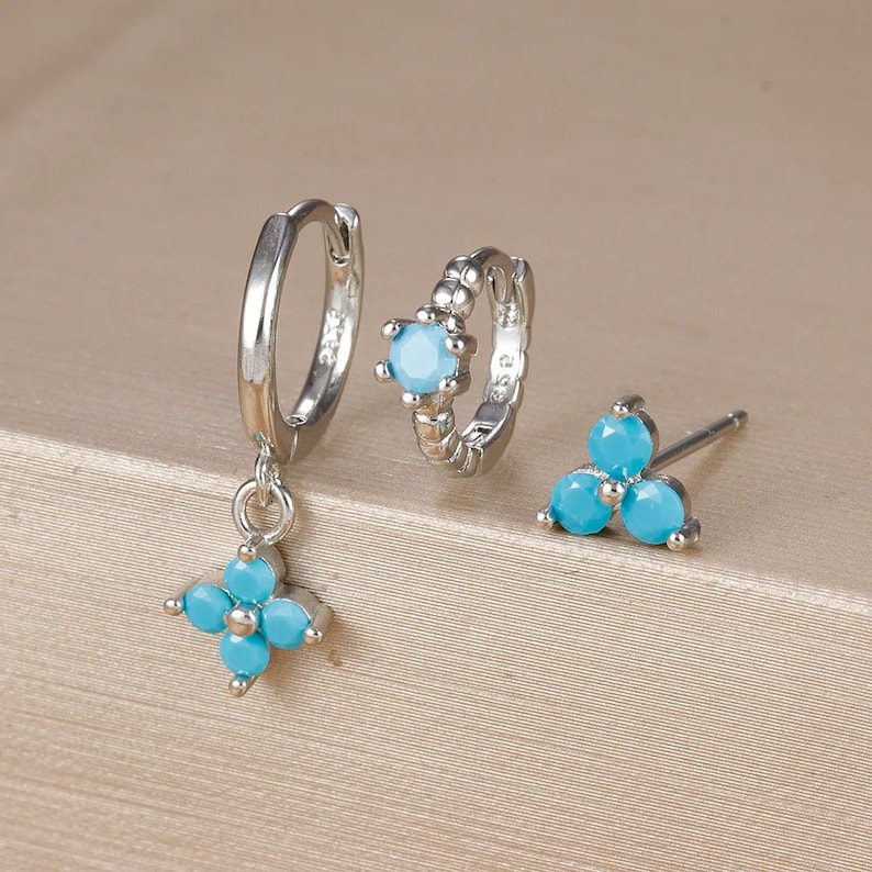 3PCS Zircon Hoop Earring Set, 18K Gold Plated Stainless Steel Studs - Etsy