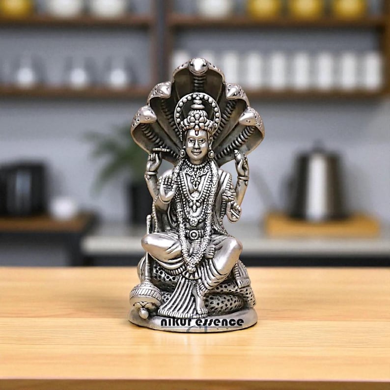 Pure Silver Vishnu Idol, Silver Vishnu Ji Murti, Hindu God Goddess ...