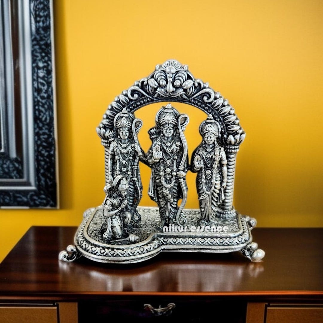 Pure Silver Lord Ram Darbar Idol, Silver Ram Statue for Puja & Gift ...