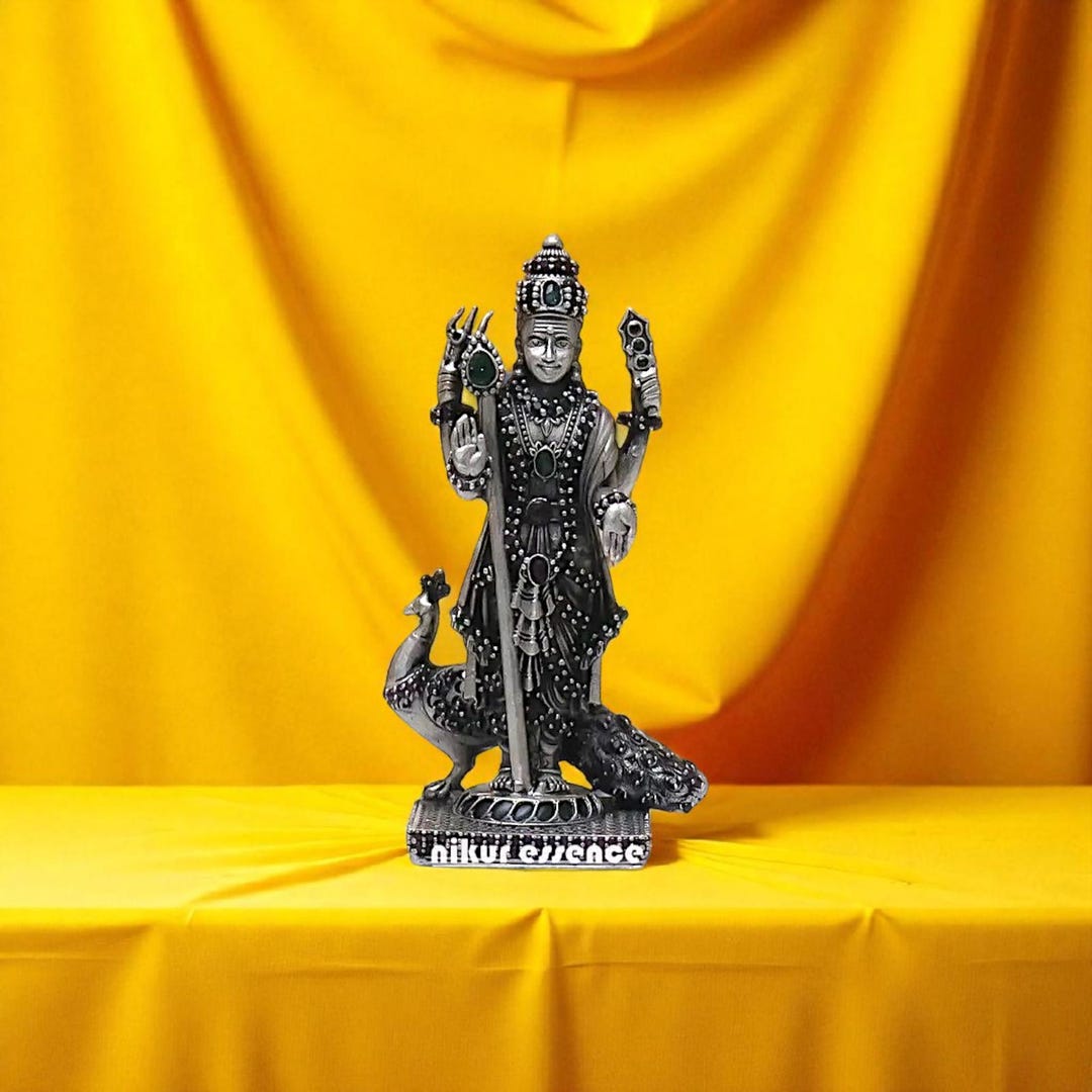 Pure Silver Murugan Idol, Spiritual Weapon for Worship & Home Temple ...