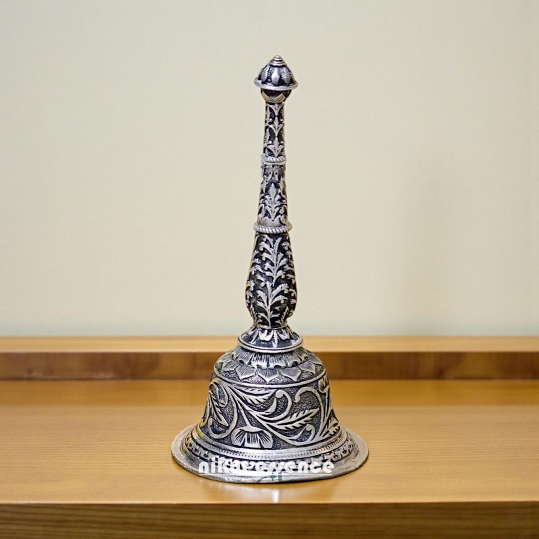 Pure Silver Temple Bell, Hindu Pooja Gift Silver Bells, Pure Silver ...
