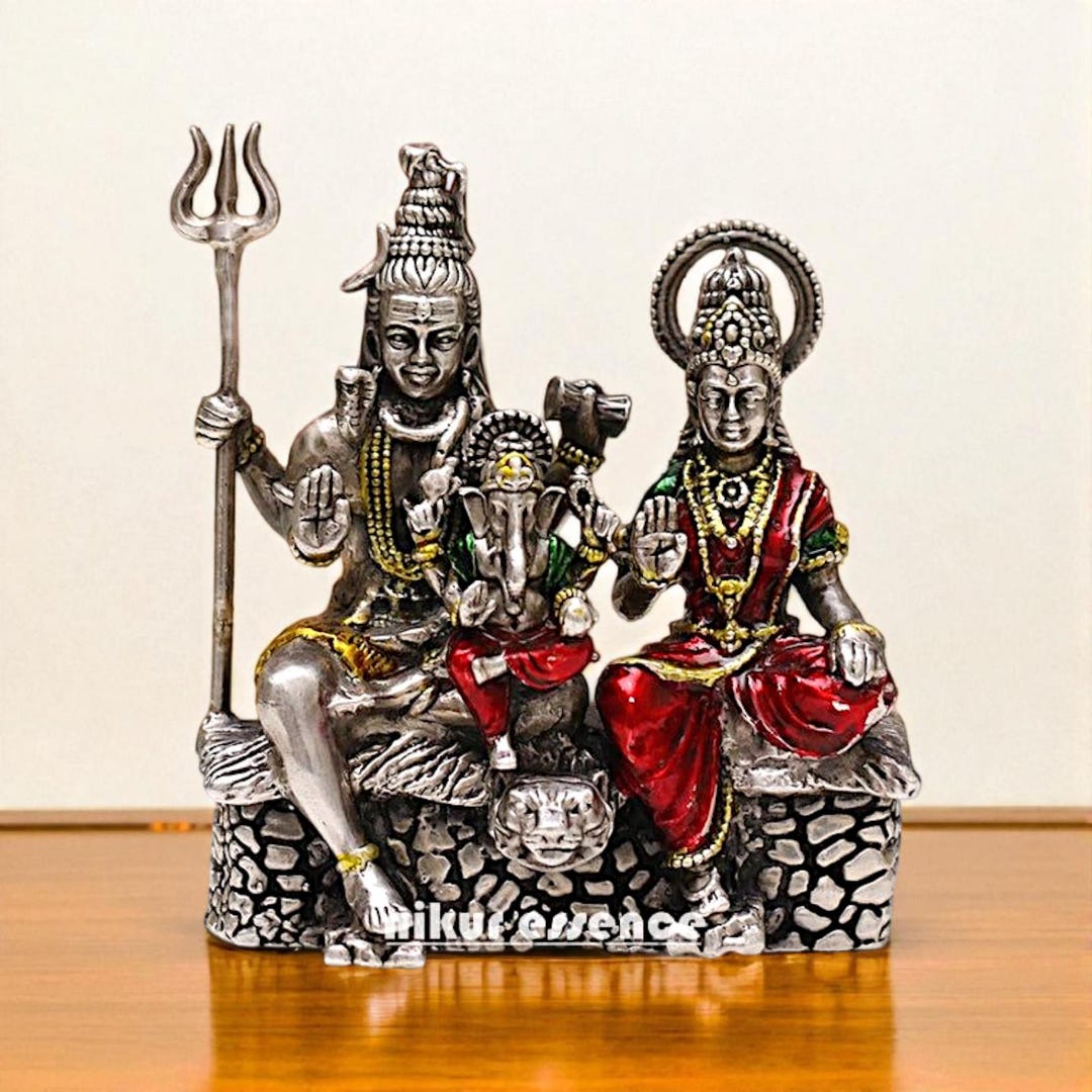 Pure Silver Shiv Parivar Idol, Divine Unity Blessings of the Divine ...