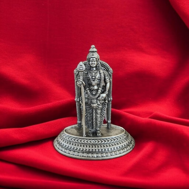 Pure Silver Lord Murugan Idol– Handcrafted Statue Blessed Kartikeya ...