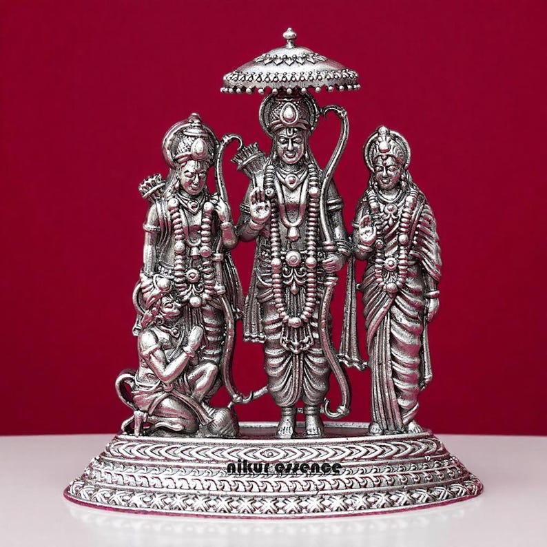 Pure Silver Lord Ram Darbar Idol, Silver Ram Statue for Puja & Gift ...