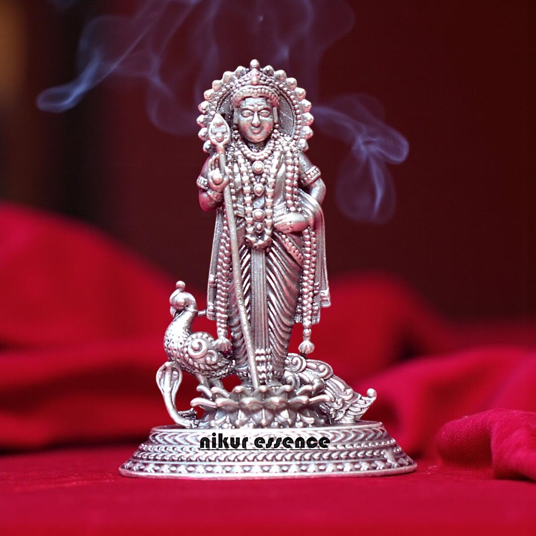 Pure Silver Murugan Idol, Spiritual Weapon for Worship & Home Temple ...