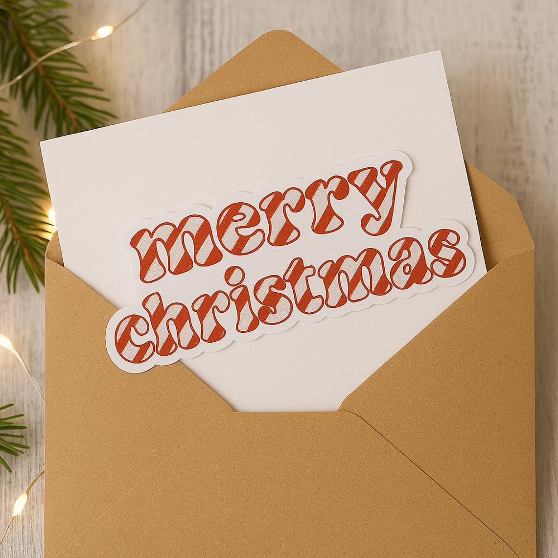 Candy Cane Bubble Letter Christmas Sticker | Holiday Decor - Etsy