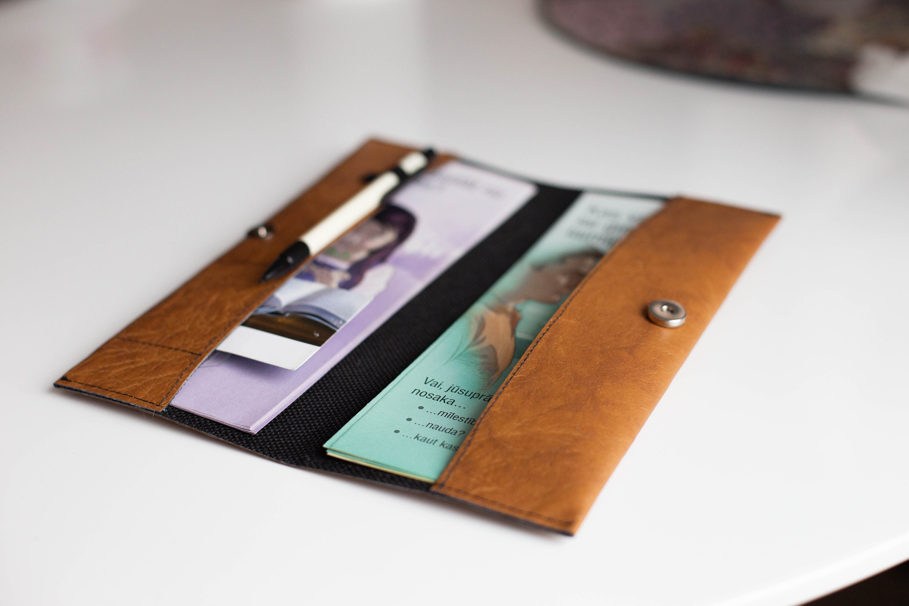 Rustic Faux Leather Tract/booklet Holder, Organizer, Business Card ...