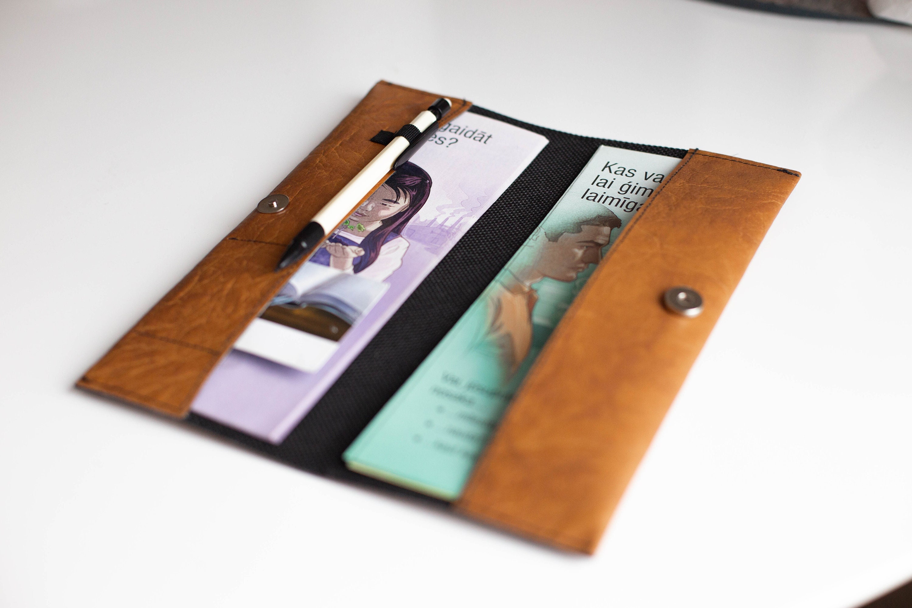 Rustic Faux Leather Tract/booklet Holder, Organizer, Business Card ...