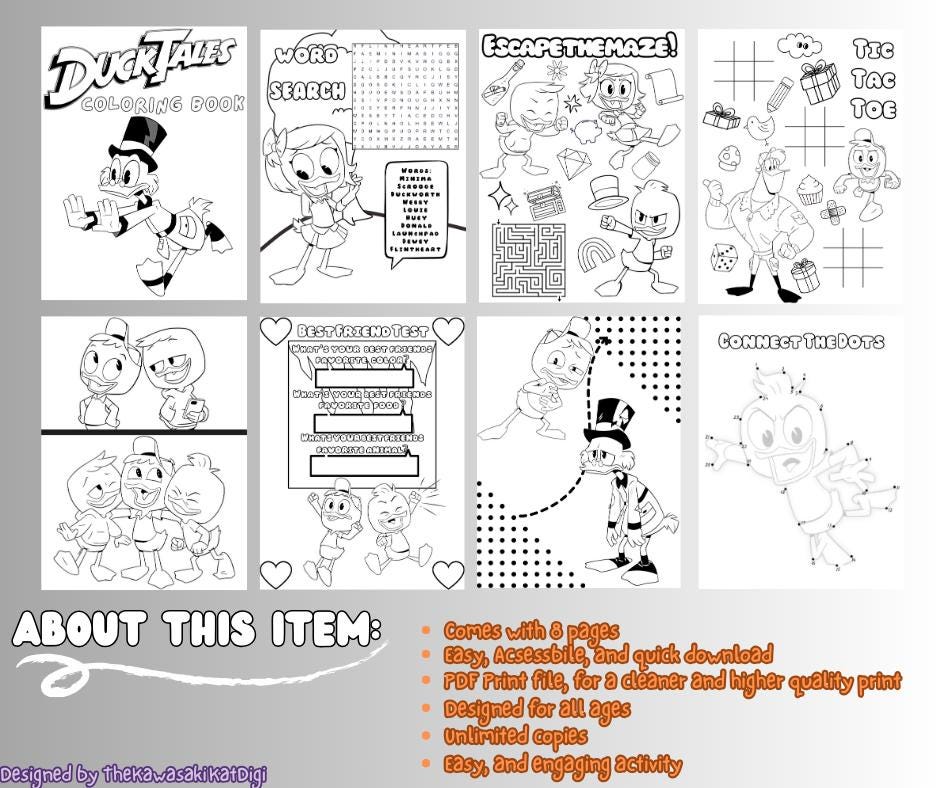 Ducktales Coloring & Activity Book for Kids – Fun Word Searches, Tic ...