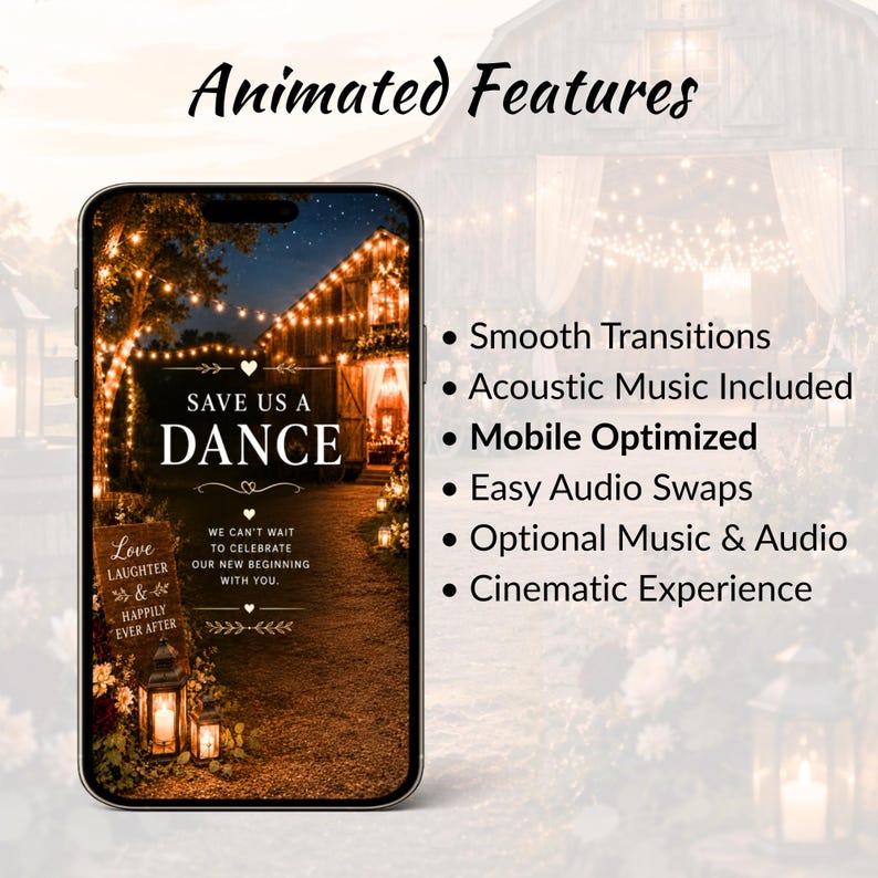 Animated Rustic Barn Wedding Invitation, Canva Template, Mobile Video ...