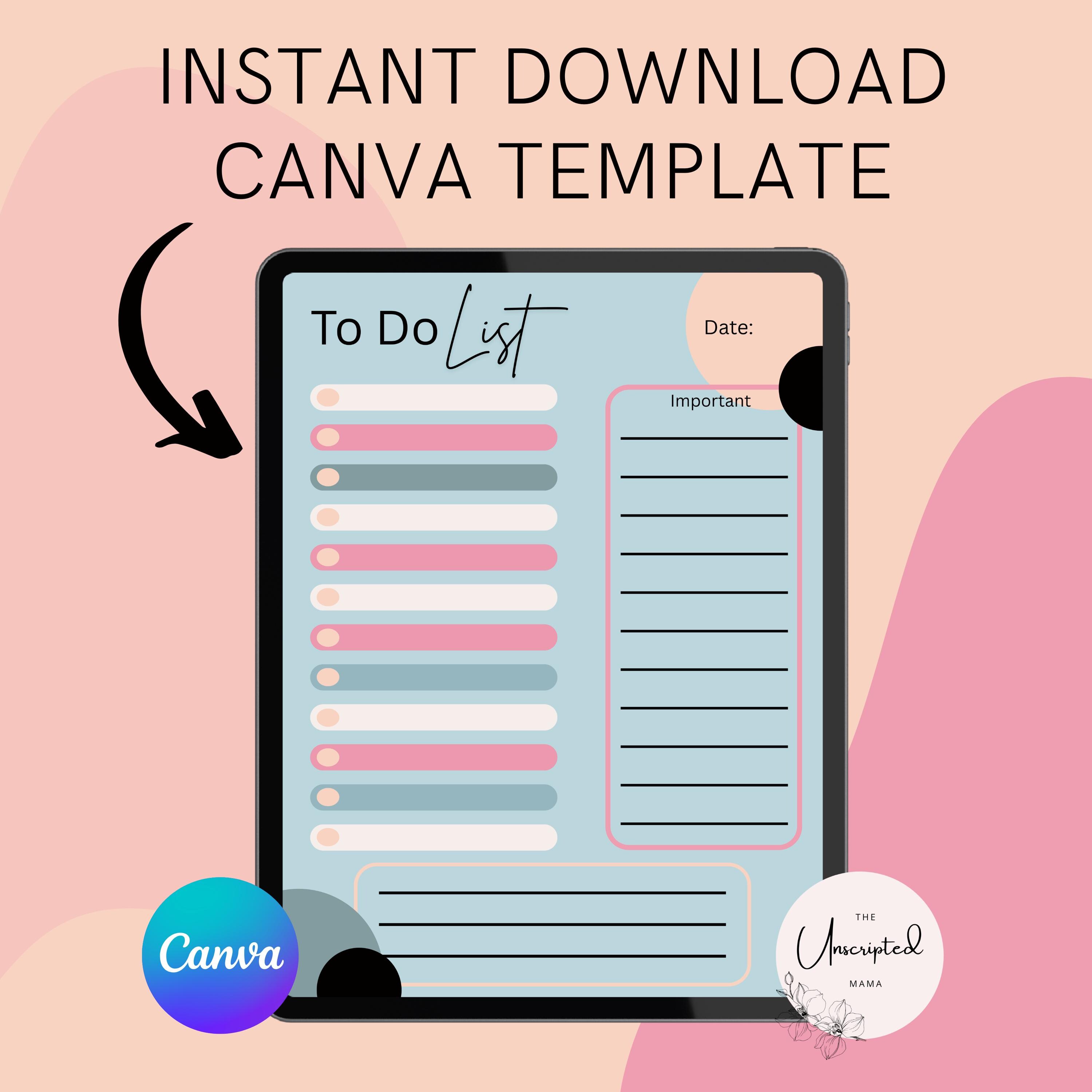 Editable Daily To-do List Canva Template | Printable Task Planner ...