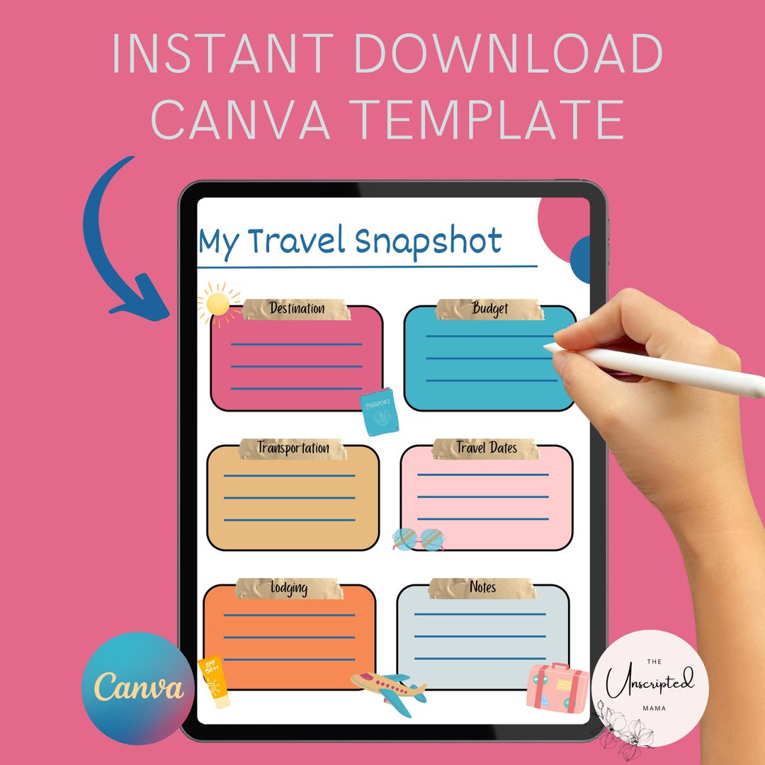 Vacation Planning Worksheet Printable | Travel Snapshot | Editable ...