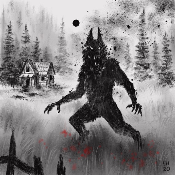 Warning 8x8 Fine Art Print Werewolf Monster Cryptid Dark - Etsy