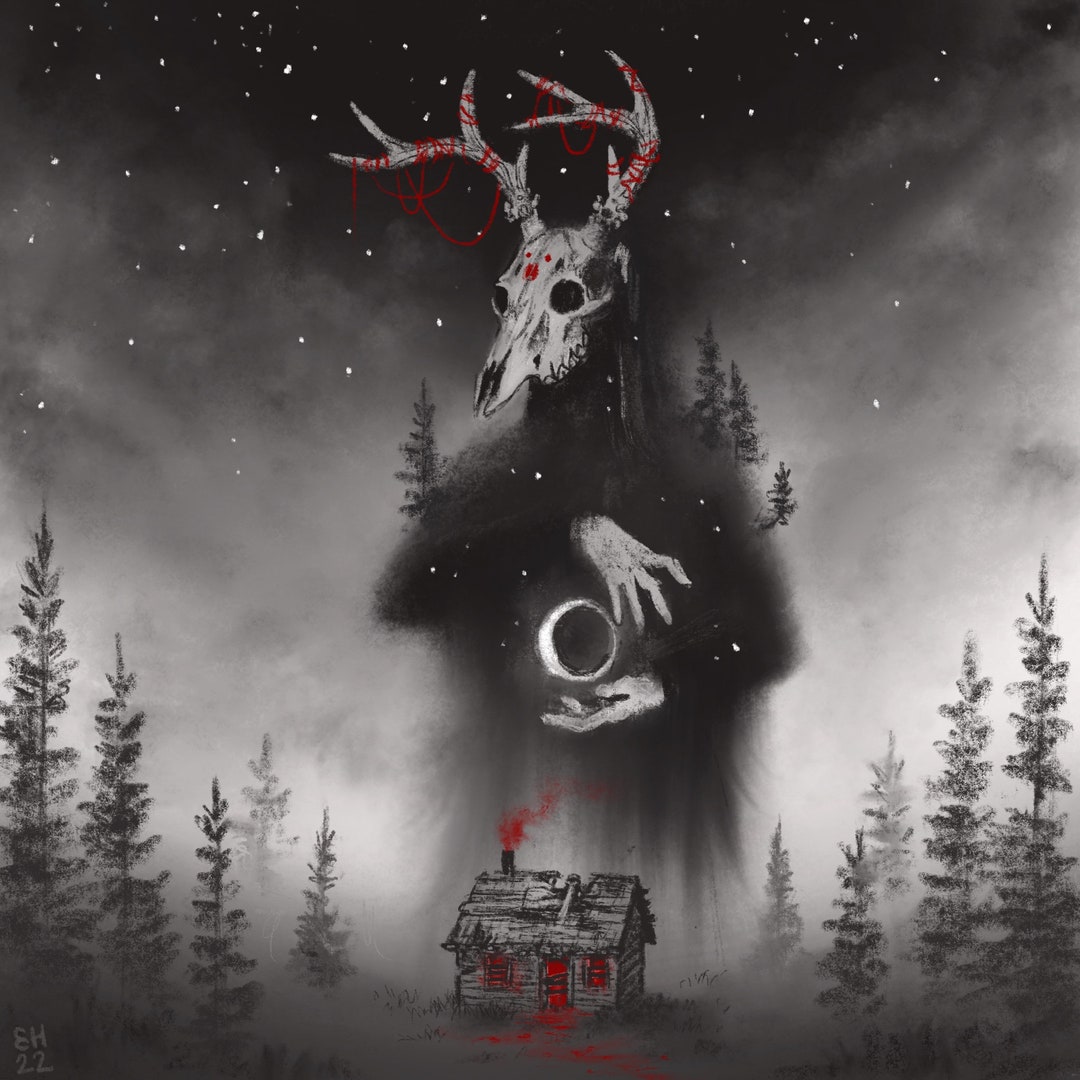Form and Void 8x8 Fine Art Print Dark Deer Skull Darkness Creepy Spooky ...