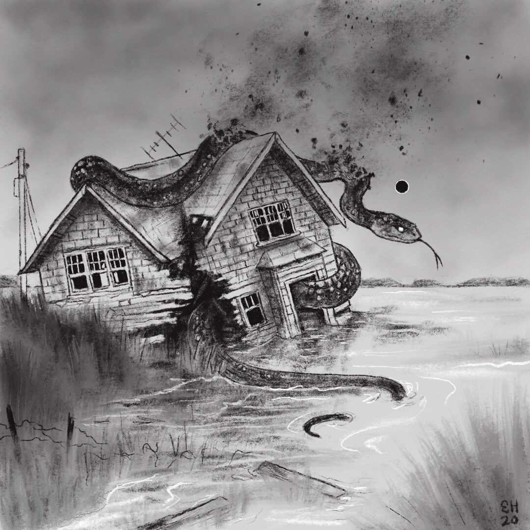 Ecdysis 8x8 Fine Art Print Dark Surreal Snake Serpent Haunted Abandoned ...