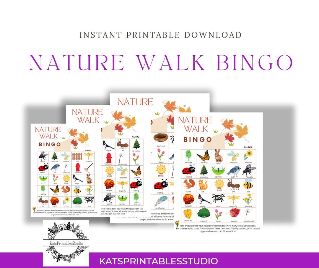 Nature Walk Bingo Cards, Kids Summer Activity (digital Download) - Etsy