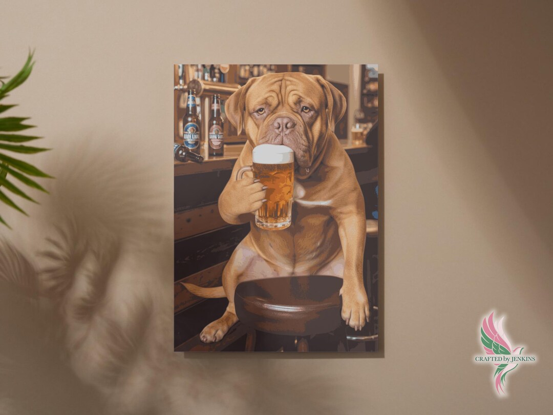 Dogue De Bordeaux French Mastiff Funny Beer Pint Drinker Digital ...